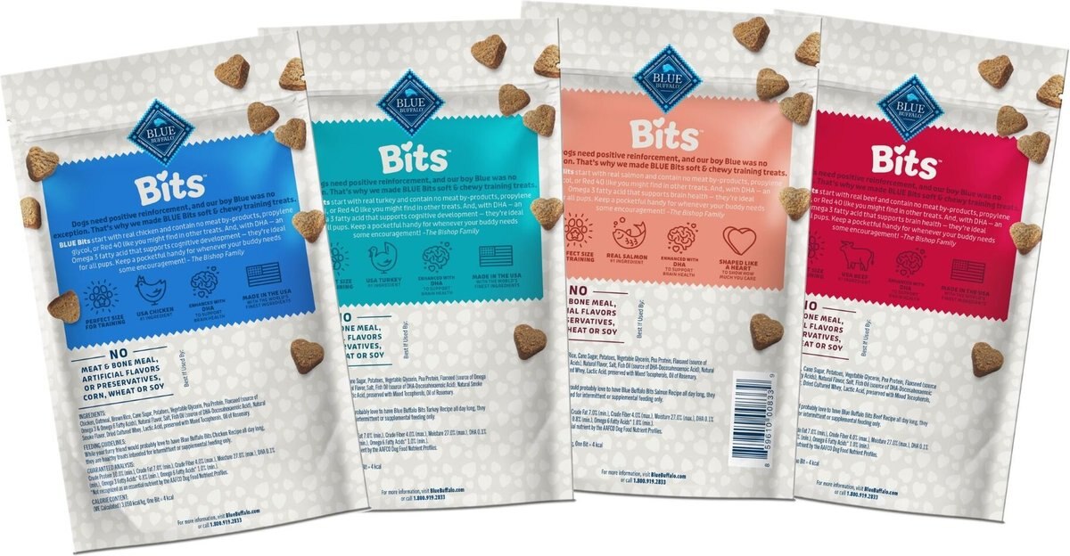 BLUE BUFFALO Blue Bits Soft-Moist Variety Pack Training Dog Treats, 4 ...