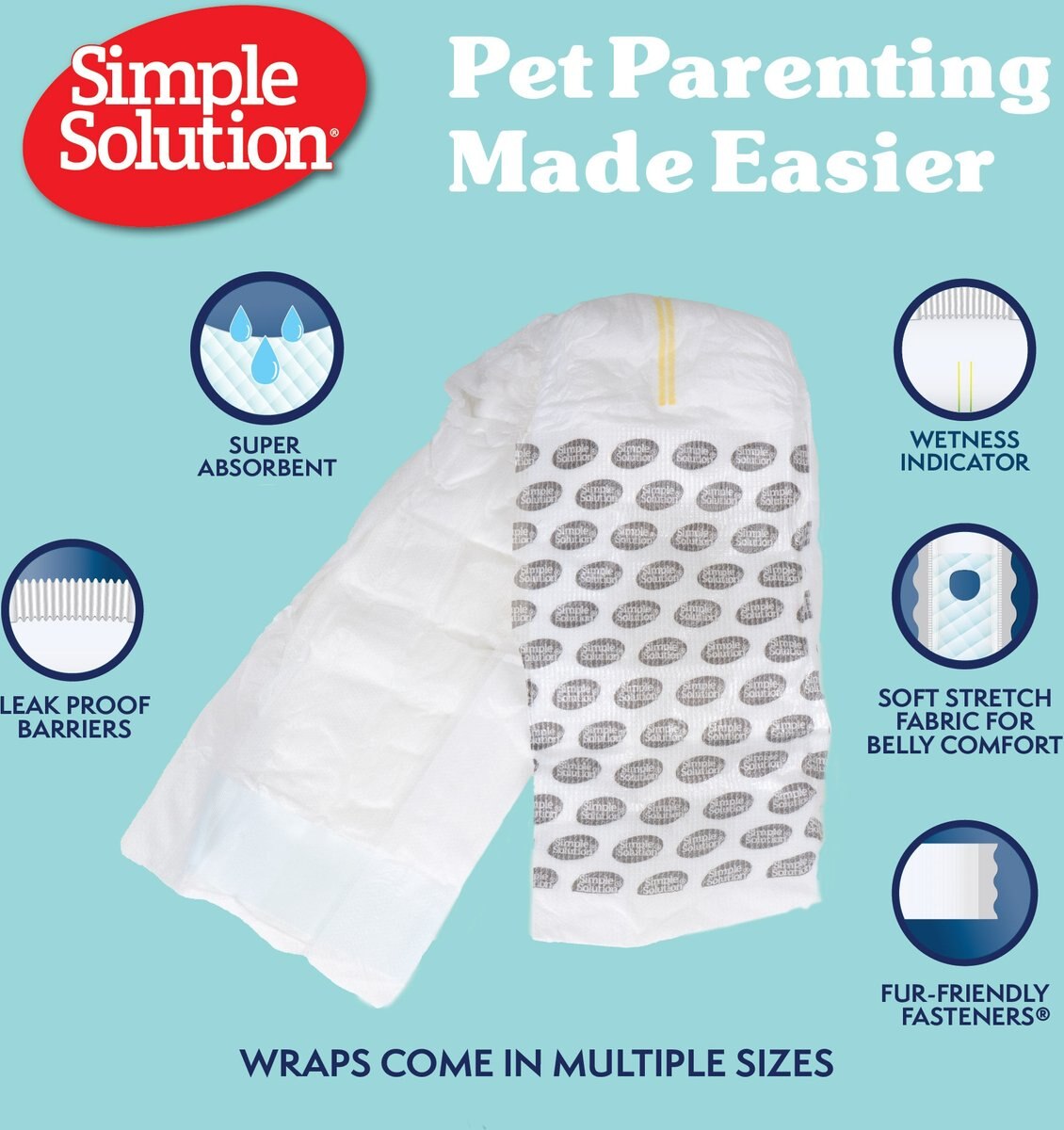 SIMPLE SOLUTION Disposable Male Dog Wrap, Toy: 9 to 14-in waist, 12 ...