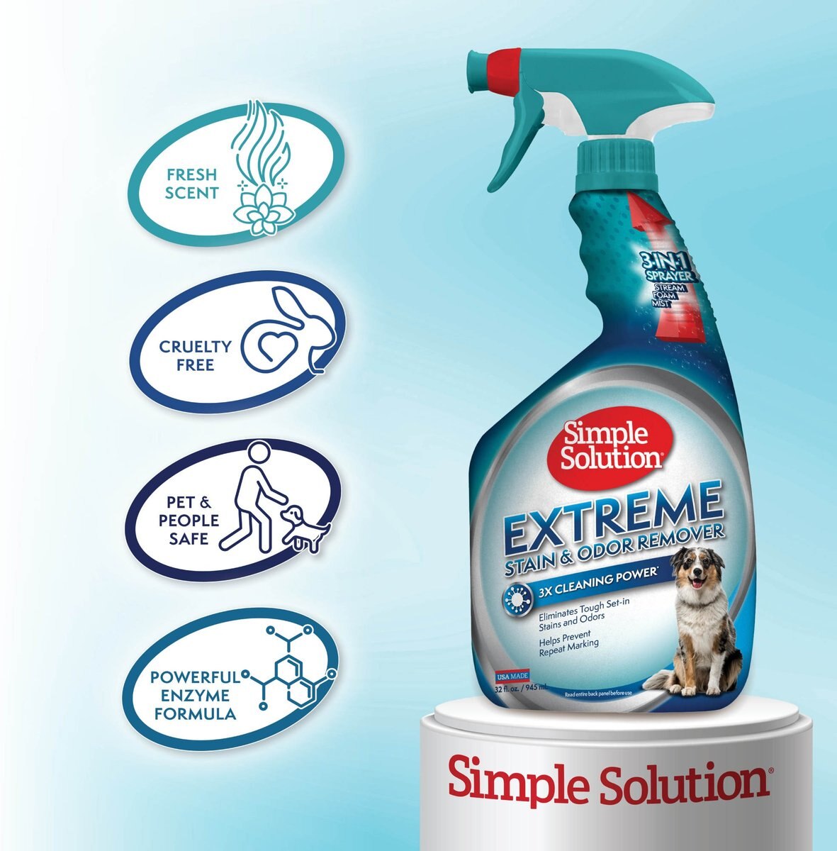 SIMPLE SOLUTION Extreme Spring Breeze Pet Stain & Odor Remover, 32-fl ...