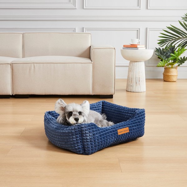 MODERN THREADS Jacquard Waffle Super Plush Cuddler Dog & Cat Bed, Blue ...