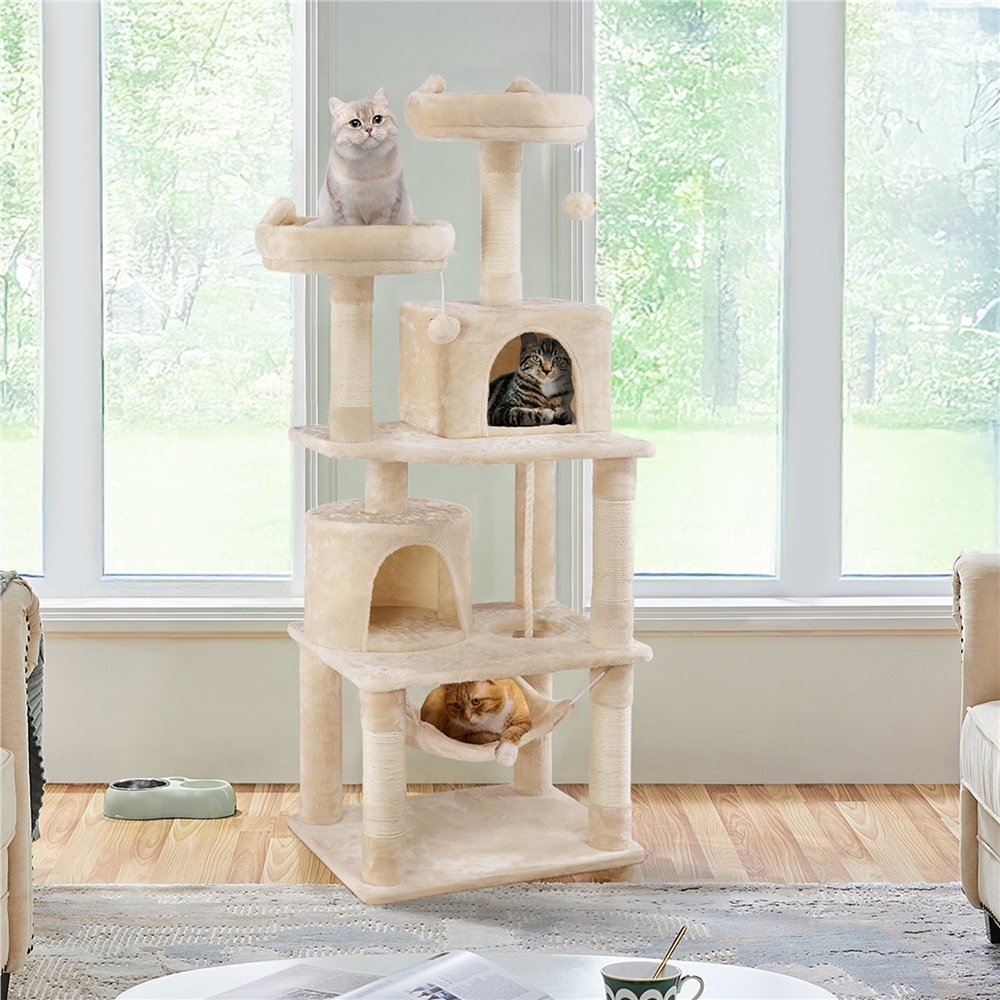YAHEETECH Multi-Level Sisal Cat Tree, 62.2-in, Beige - Chewy.com