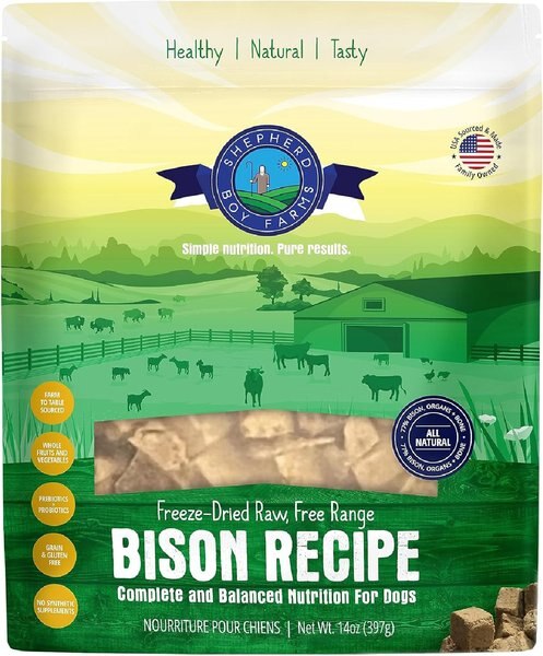 SHEPHERD BOY FARMS Bison Recipe Freeze-Dried Dog Food, 14-oz bag ...