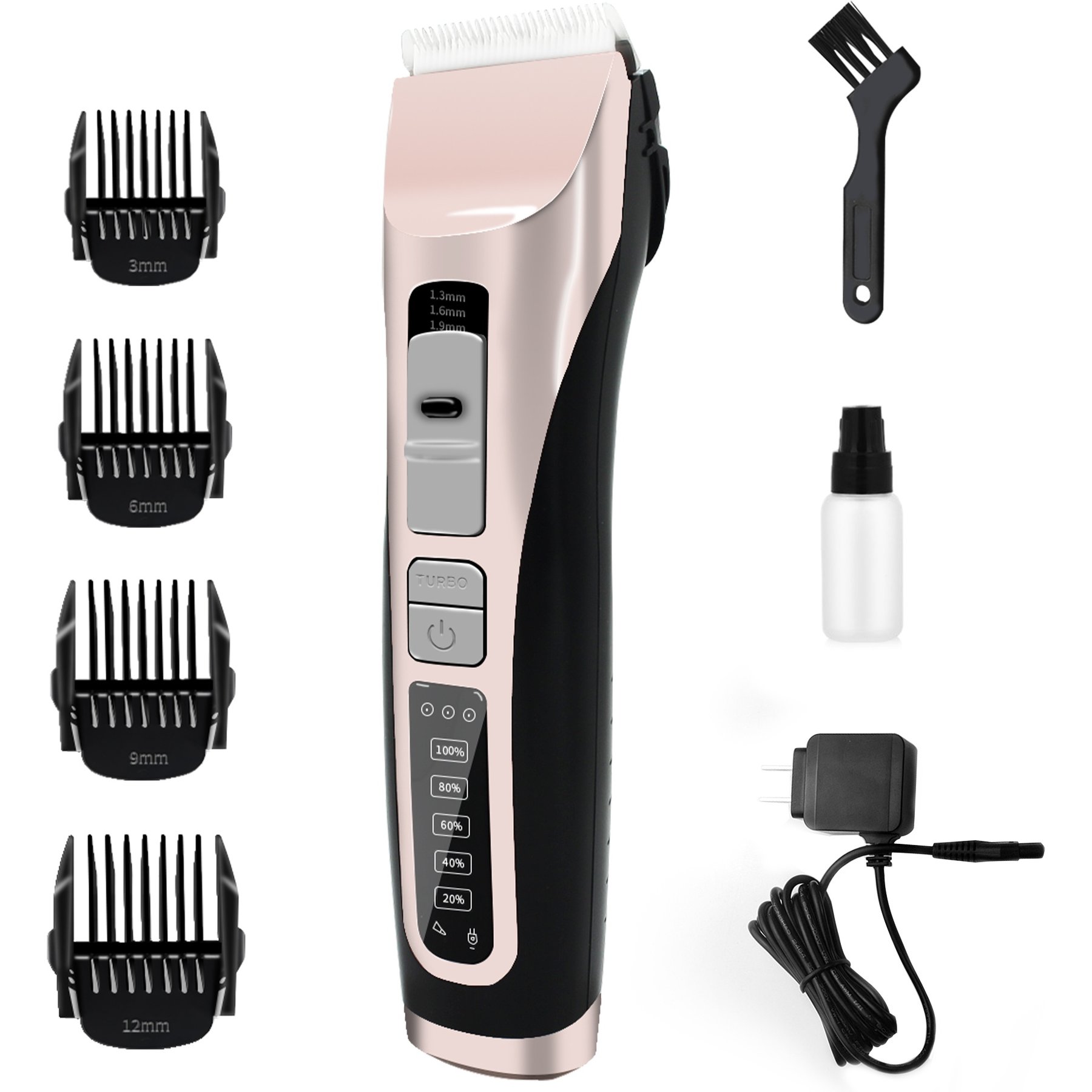 PATPET 3-Speed Cordless Dog & Cat Hair Grooming Clipper Kit, Rose Gold ...