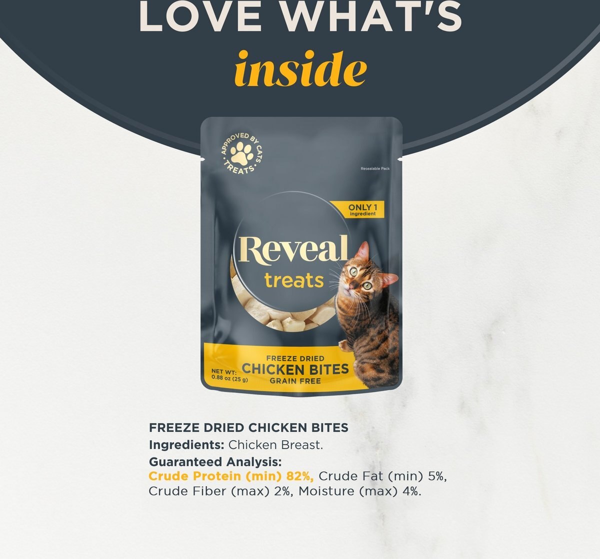 REVEAL Single Ingredient Chicken Bites Grain-Free Freeze-Dried Cat ...
