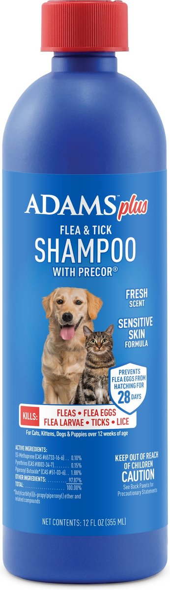 ADAMS Plus Flea & Tick Shampoo Sensitive Skin for Cats & Dogs, 12-fl oz ...