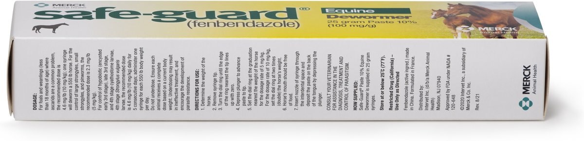 SAFE-GUARD Equine Paste Horse Dewormer 10%, 25-gm, 10%, 12 count, 25-gm ...