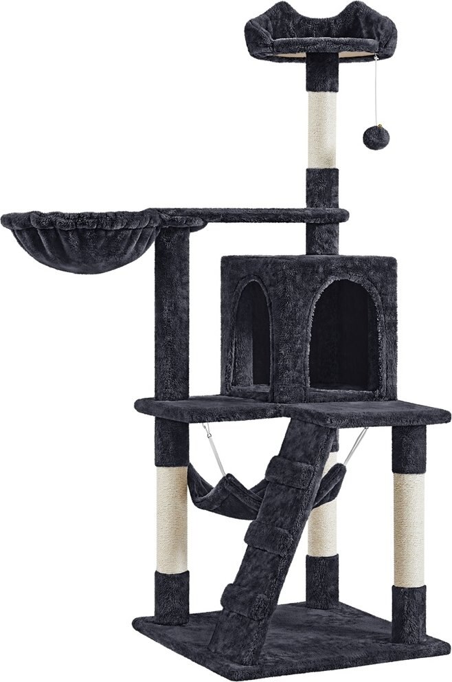 YAHEETECH 51-in Plush Multi-Cat Kitten Tree & Condo, Black - Chewy.com