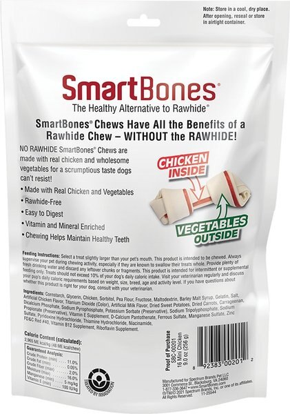 SMARTBONES Mini Chicken Chew Bones Dog Treats, 16 count - Chewy.com