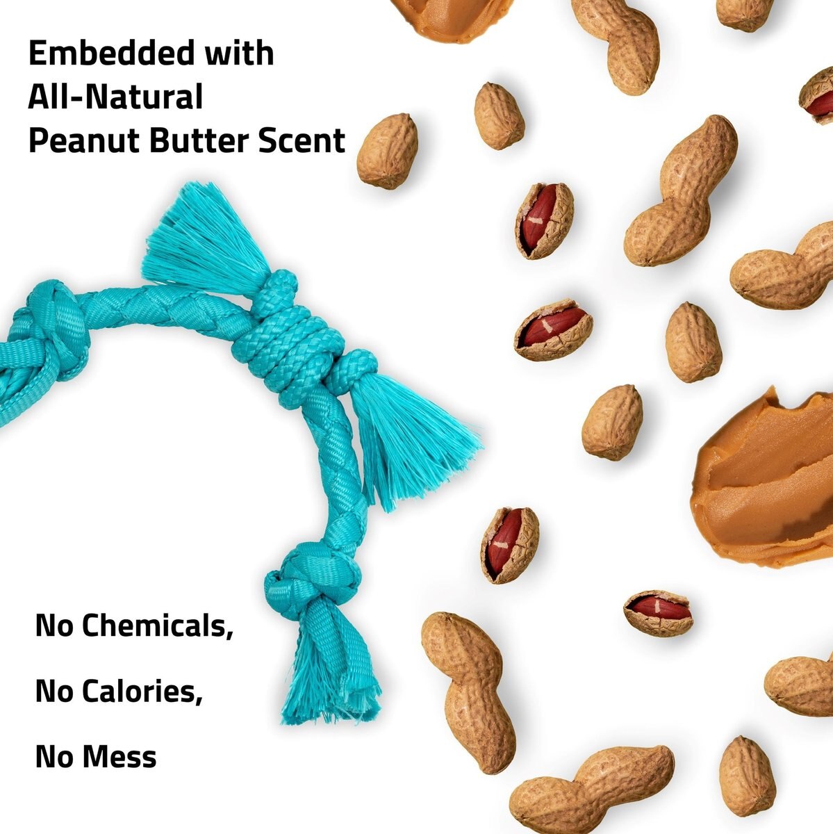 PLAYOLOGY Young & Active Sensory Rope Peanut Butter Dog Toy, Blue ...