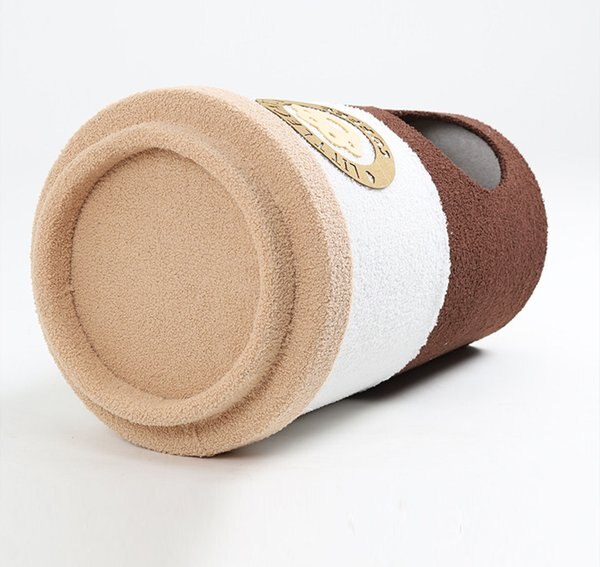 HAPPY & POLLY Coffee Cup 27.6-in Plush Cat Tree & Condo, Brown, Large ...