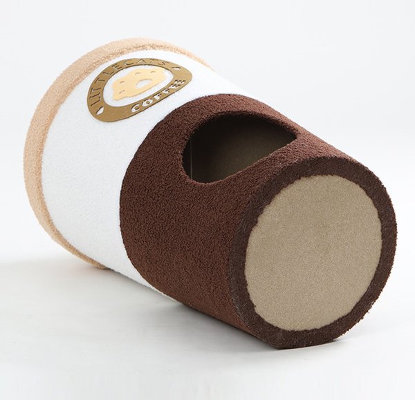 HAPPY & POLLY Coffee Cup 27.6-in Plush Cat Tree & Condo, Brown, Large ...