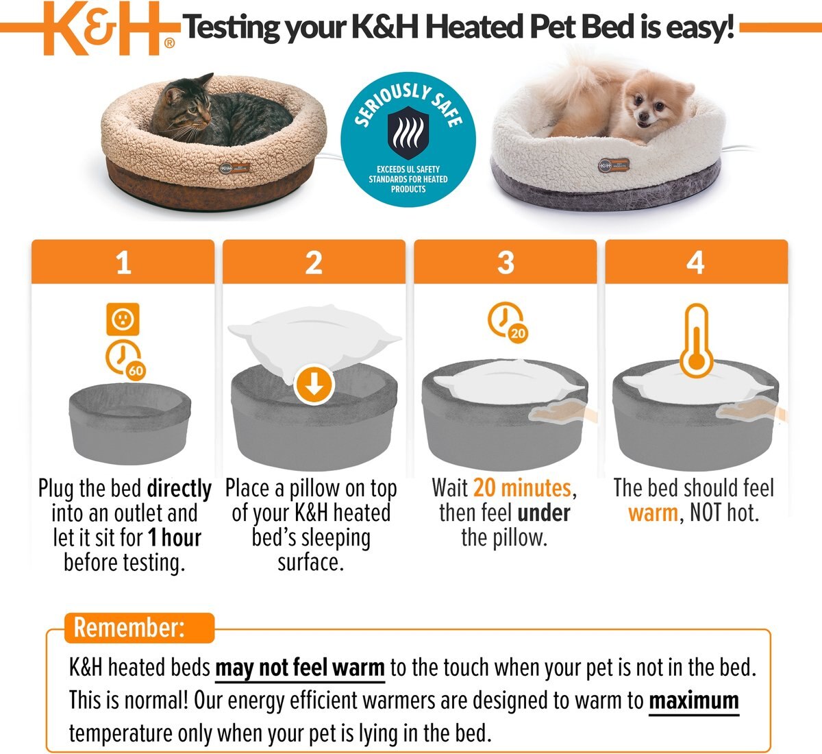 K&H PET PRODUCTS Thermo-Snuggle Cup Bomber Heated Dog & Cat Bed, Gray ...