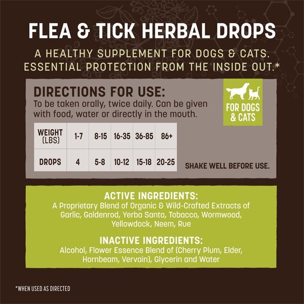 EARTH ANIMAL Apothecary Natural Flea & Tick Daily Internal Herbal Drops ...