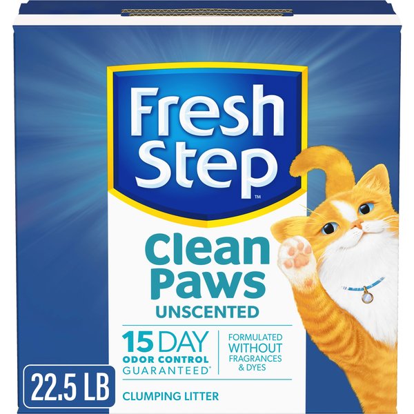 FRESH STEP Clean Paws Unscented Clumping Clay Cat Litter, 22.5-lb box ...