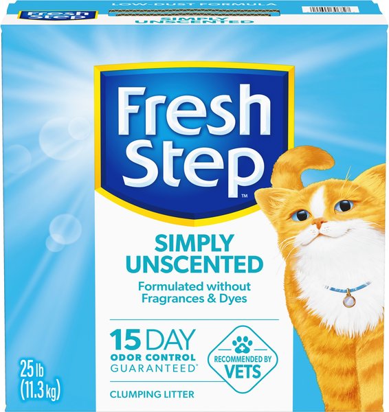 FRESH STEP Simply Unscented Clumping Clay Cat Litter, 25-lb box - Chewy.com