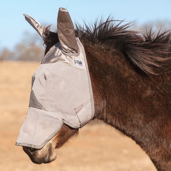 CASHEL Crusader Mule Fly Mask with Long Nose & Ears, Grey, Mule Draft ...