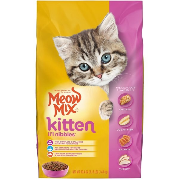 MEOW MIX Kitten Li'l Nibbles Dry Cat Food, 3.15-lb bag - Chewy.com