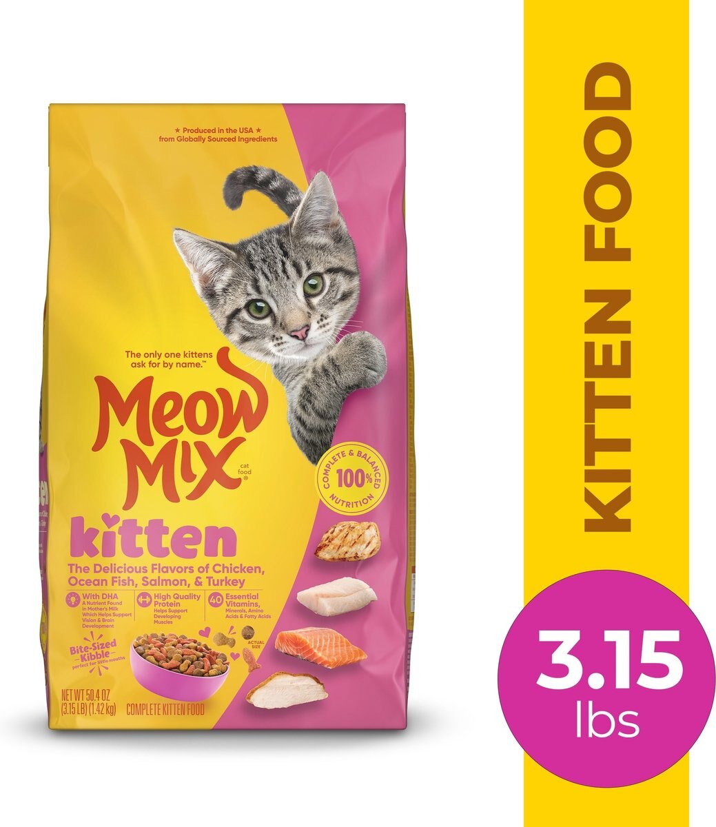 MEOW MIX Kitten Li'l Nibbles Dry Cat Food, 12.6-lb bundle - Chewy.com