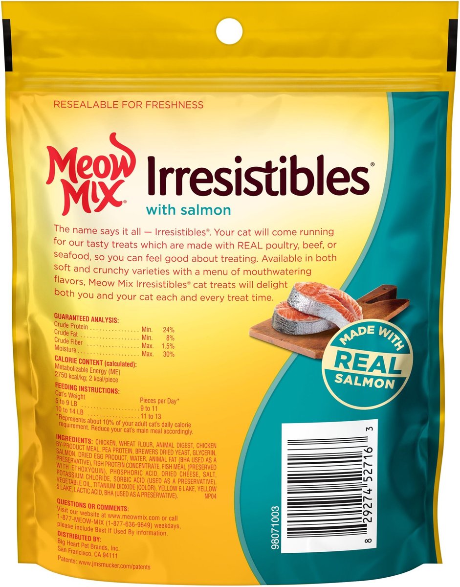 MEOW MIX Irresistibles Soft Salmon Cat Treats, 3-oz bag - Chewy.com