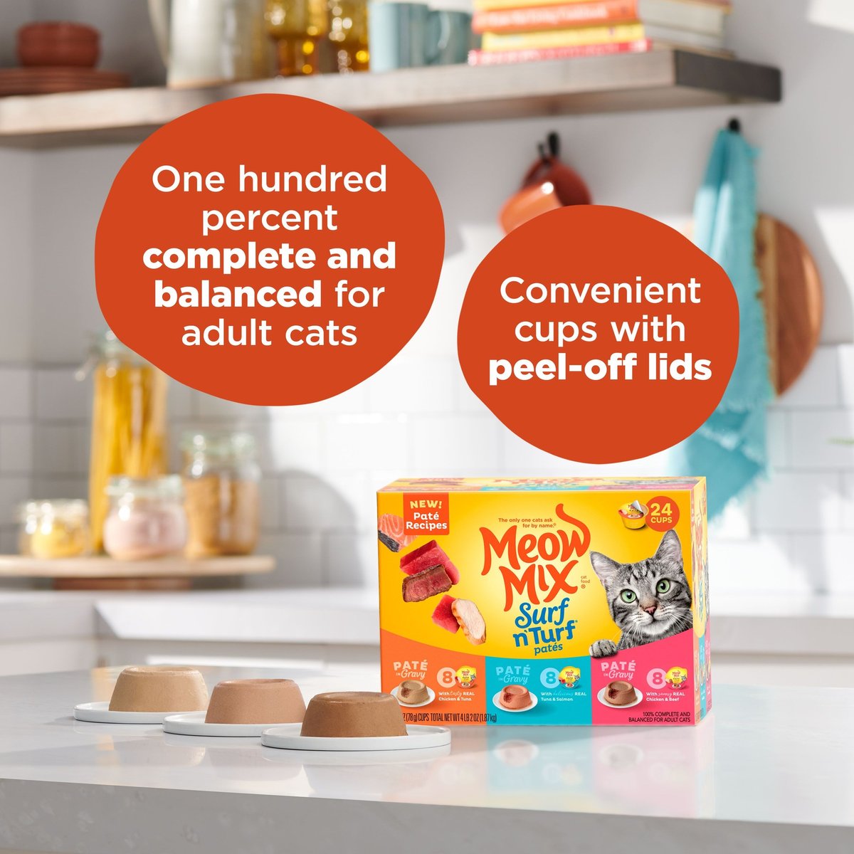 MEOW MIX Pate in Gravy Surf n Turf Variety Pack Wet Cat Food, 2.75-oz ...