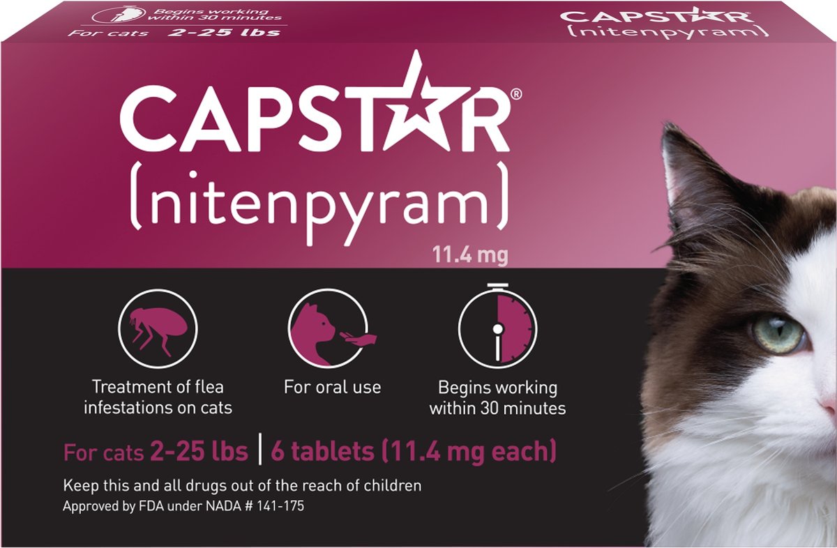 CAPSTAR Flea Oral Treatment for Cats, 2-25 lbs, 6 Tablets - Chewy.com