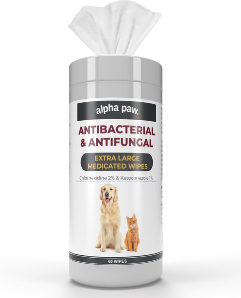 ALPHA PAW Antibacterial & Antifungal Medicated Dog & Cat Wipes, 60 ...