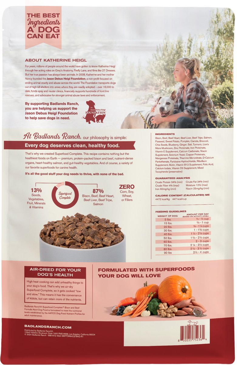 BADLANDS RANCH Superfood Complete Beef & Bison Grain-Free Air-Dried Dog ...