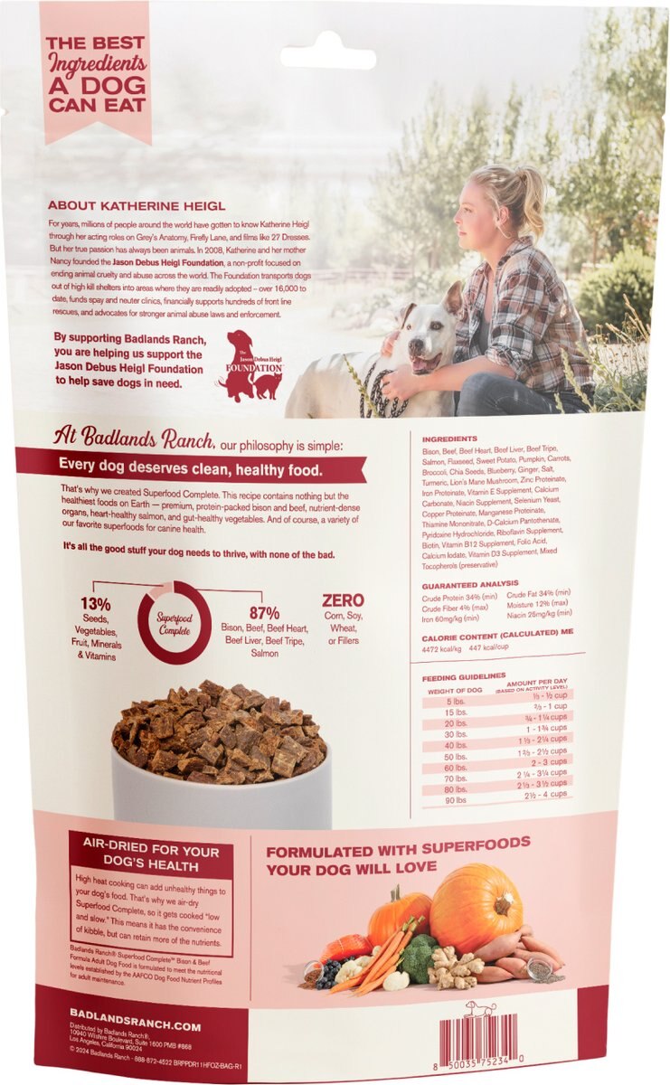 BADLANDS RANCH Superfood Complete Beef & Bison Grain-Free Air-Dried Dog ...