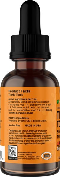 ANIMAL ESSENTIALS Tinkle Tonic Herbal Dog & Cat Supplement, 1-fl oz ...