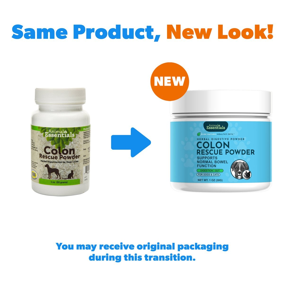 ANIMAL ESSENTIALS Colon Rescue Powder Herbal Digestive Aid Dog & Cat ...