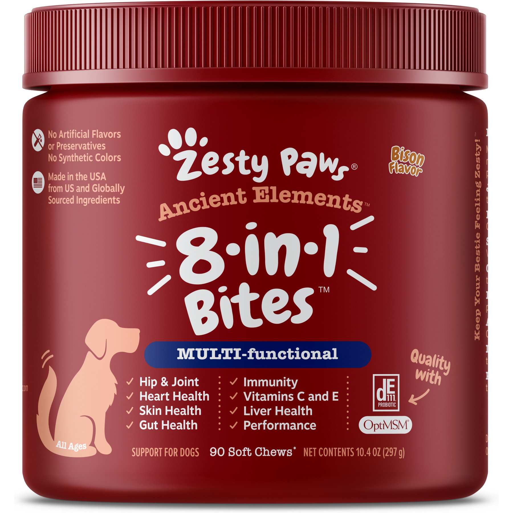 ZESTY PAWS Ancient Elements 8-in-1 Bites Bison Flavored Soft Chews ...