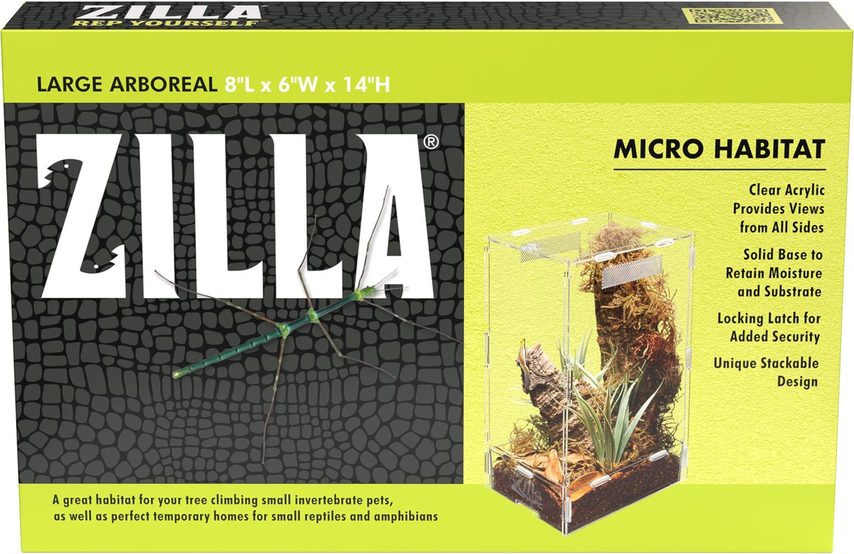 ZILLA Micro Habitat Terrariums with Locking Latch Arboreal, Large ...