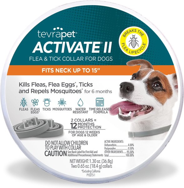 TEVRAPET Activate II Flea & Tick Collar for Small Dogs, 2 Collars (12 ...