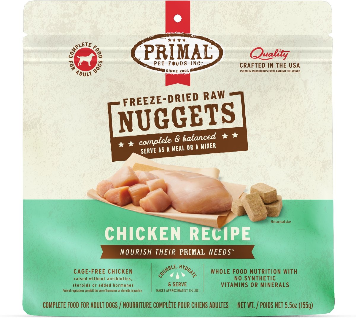 PRIMAL Chicken Formula Nuggets Grain-Free Raw Freeze-Dried Dog Food, 5. ...