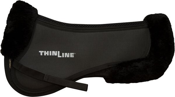 THINLINE Trifecta Horse Half Saddle Pad with Sheepskin Rolls, Black ...