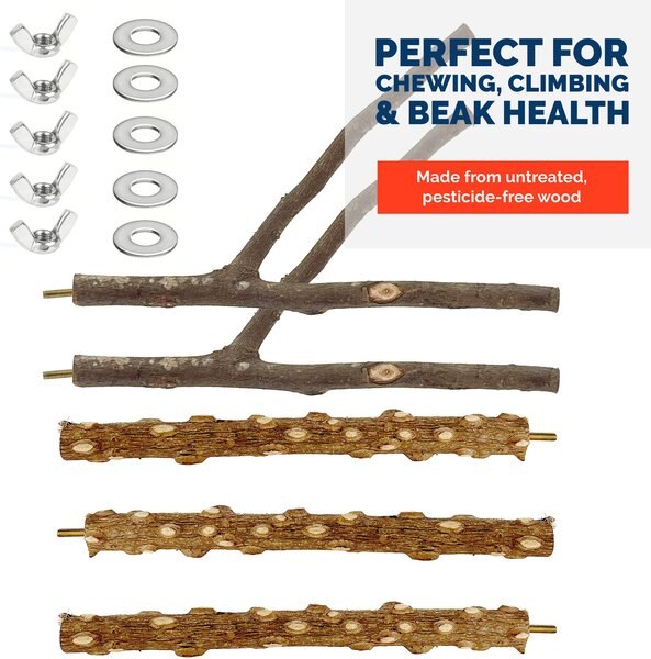 KNUTI 5 Piece Natural Wood Bird Perch, 8-in - Chewy.com