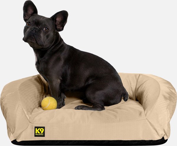 K9 BALLISTICS Tough Ripstop Rectangle Bolster Dog Bed, Sandstone, Small ...