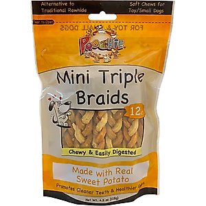 POOCHIE CHEWS 5" Mini Triple Braids Dog Treat, 4.5-oz bag - Chewy.com