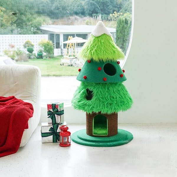 ZEZE Super Christmas Tree 50-in Cat Tree & Condo, Green - Chewy.com