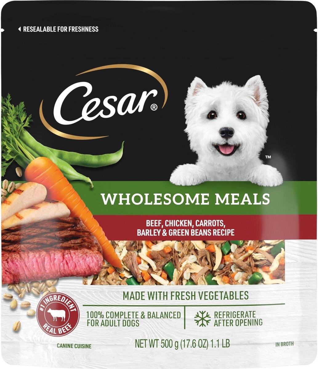 CESAR Wholesome Meals Beef, Chicken, Carrots, Barley & Green Beans ...