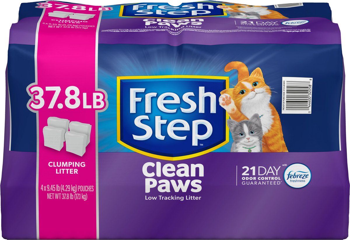 FRESH STEP Clean Paws Multi-Cat Scented Clumping Cat Litter, 37.8-lb ...
