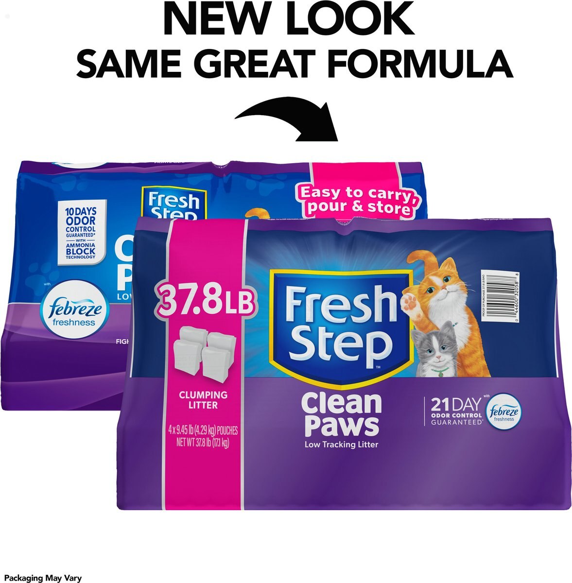 FRESH STEP Clean Paws Multi-Cat Scented Clumping Cat Litter, 37.8-lb ...