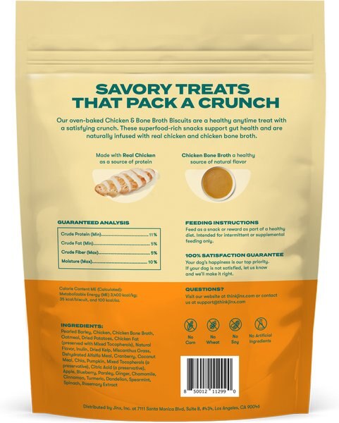 JINX Chicken & Bone Broth Biscuits Crunchy Dog Treats, 16-oz bag, 4 ...