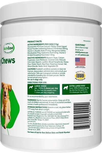 VETNIQUE LABS YuMOVE Mobility Hip & Joint Care Soft Chew Supplement for ...
