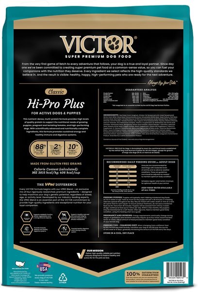 VICTOR Hi-Pro Plus 30/20 Active Sporting High Protein Gluten-Free Dry ...