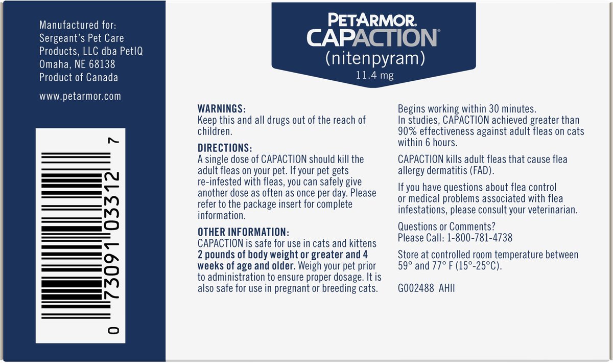 PETARMOR CapAction Flea Tablets for Cats, 12 Tablets bundle - Chewy.com