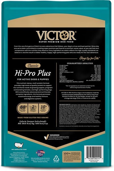 VICTOR Hi-Pro Plus 30/20 Active Sporting High Protein Gluten-Free Dry ...