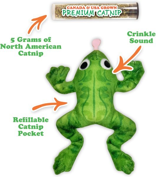 MEOWIJUANA Get Sprung Funny Frog Cat Plush Toy with Catnip - Chewy.com