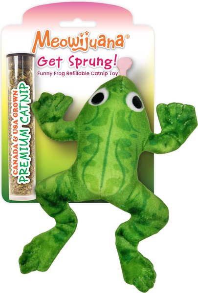 MEOWIJUANA Get Sprung Funny Frog Cat Plush Toy with Catnip - Chewy.com
