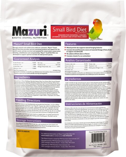 MAZURI Small Bird Food, 2.5-lb bag - Chewy.com